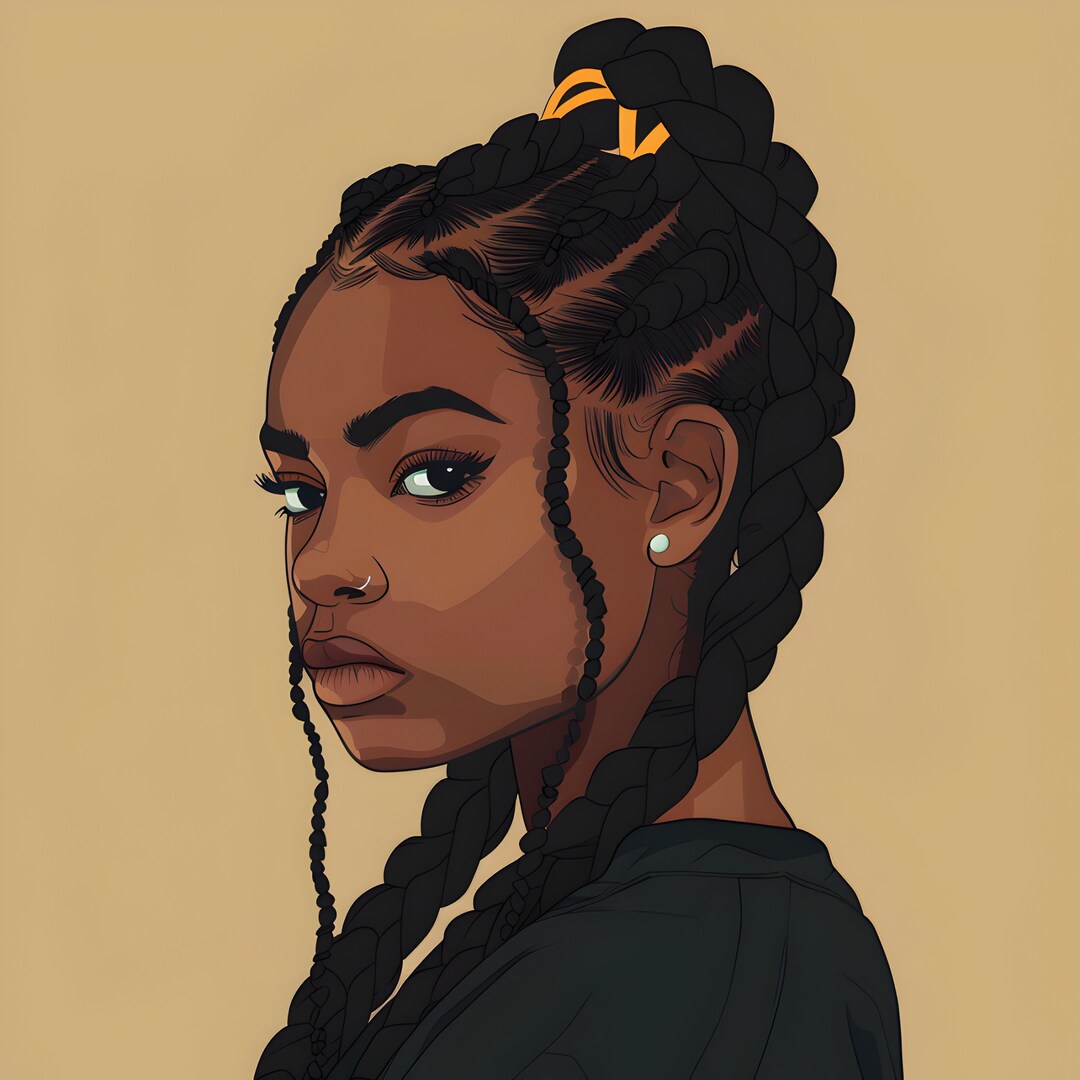 Black Woman With Braided Updo SVG and PNG Images. Personal & Commercial ...