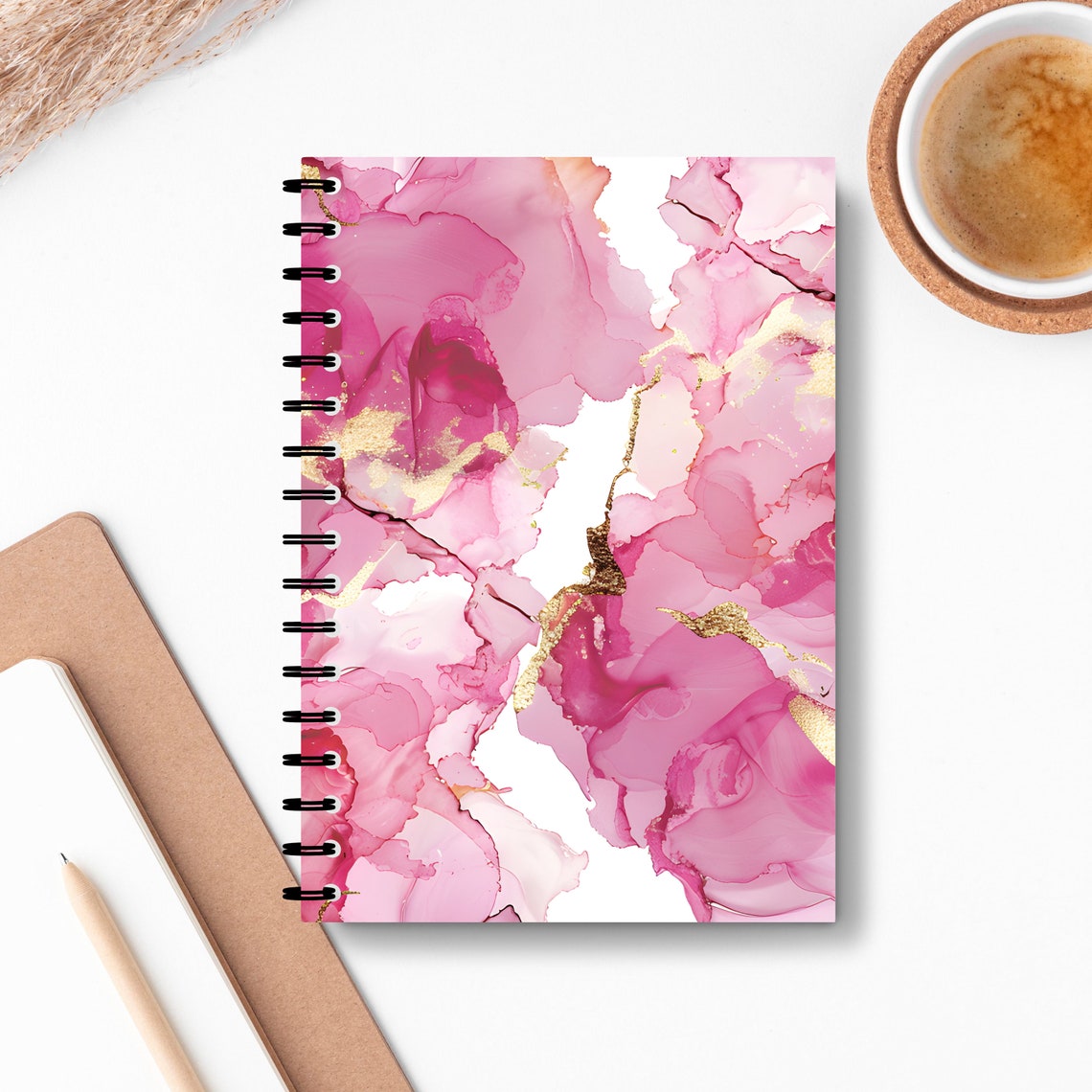 Pink, White & Gold Alcohol Ink Patterns. Digital Pattern. PNG/SVG ...