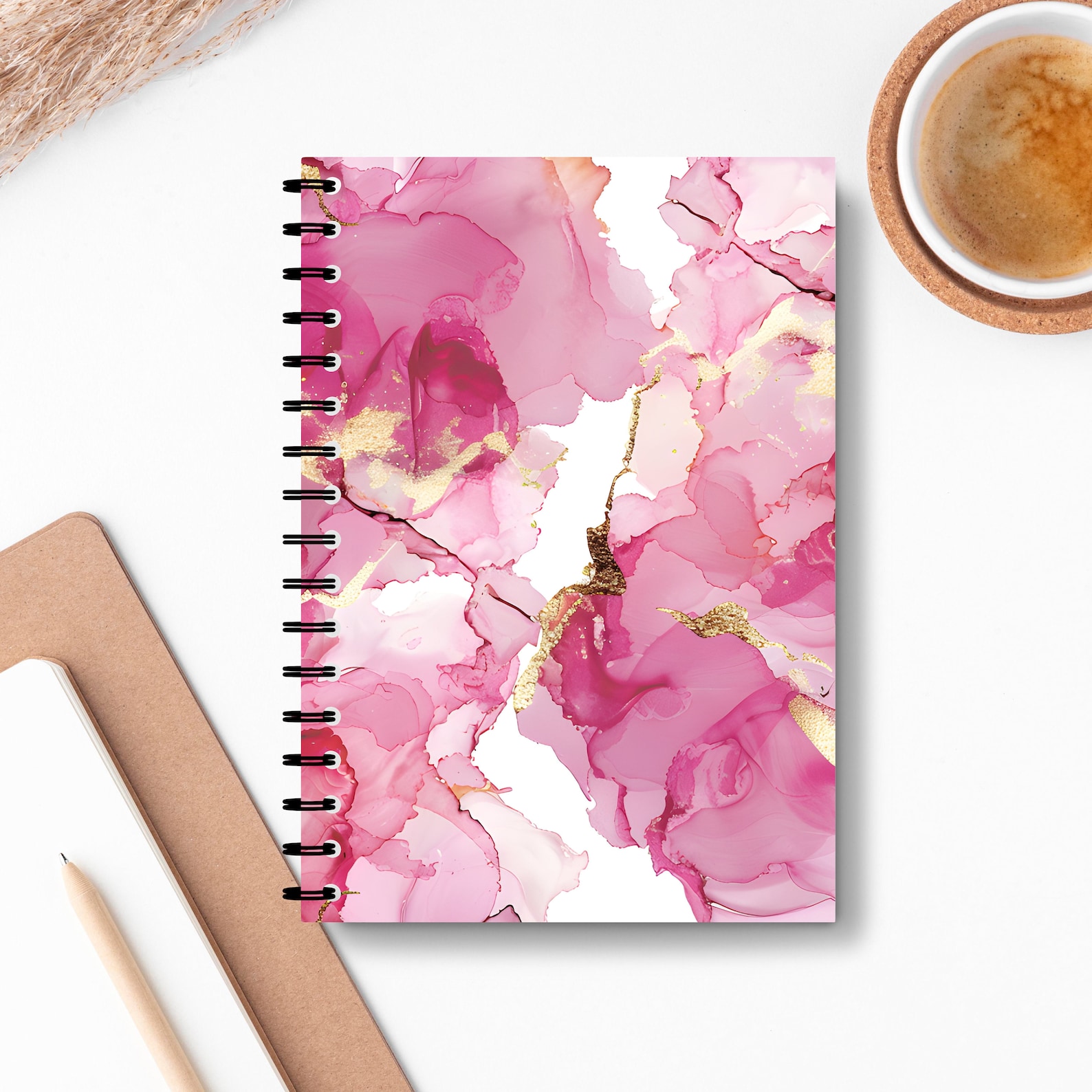 Pink, White & Gold Alcohol Ink Patterns. Digital Pattern. PNG/SVG ...