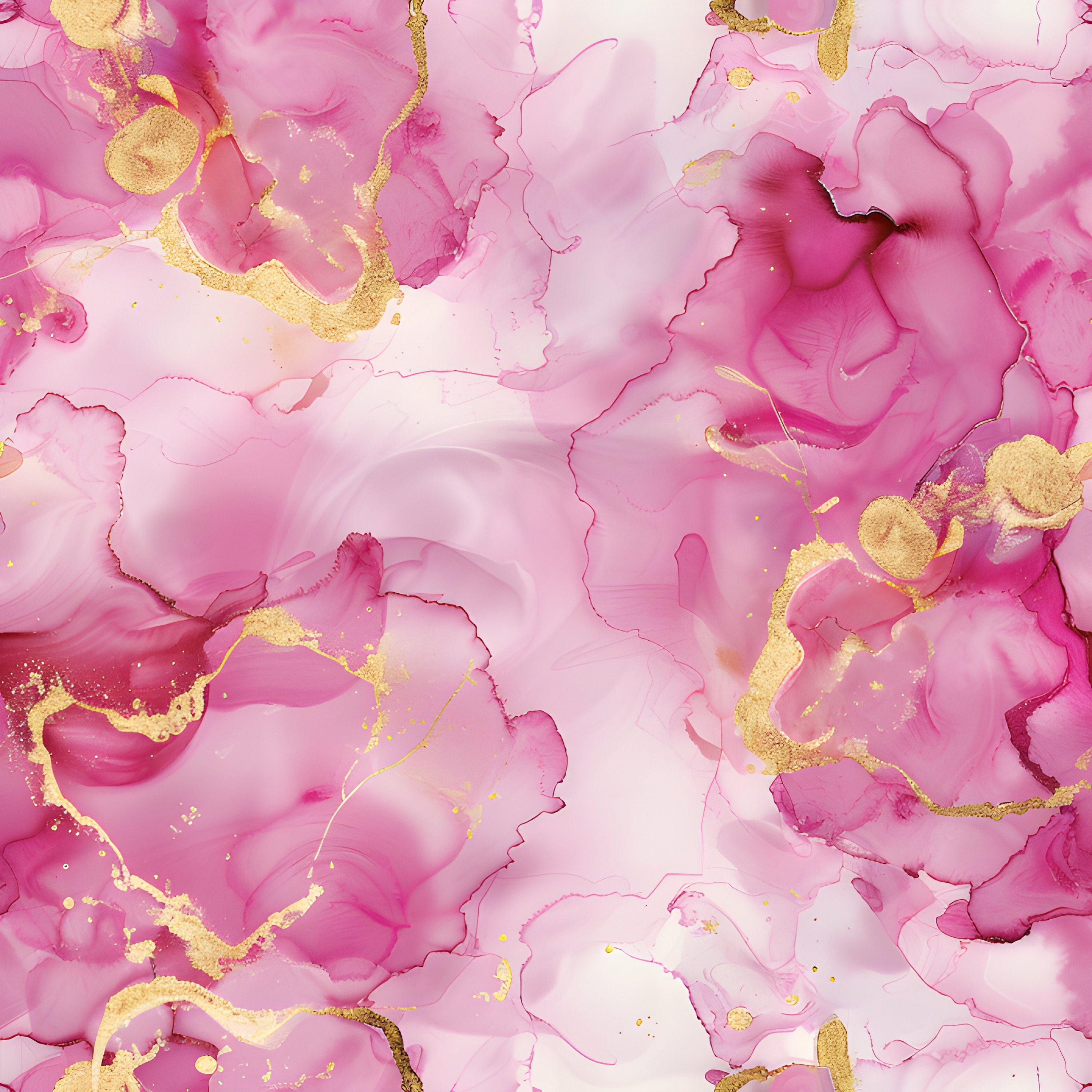 Pink, White & Gold Alcohol Ink Patterns. Digital Pattern. PNG/SVG ...