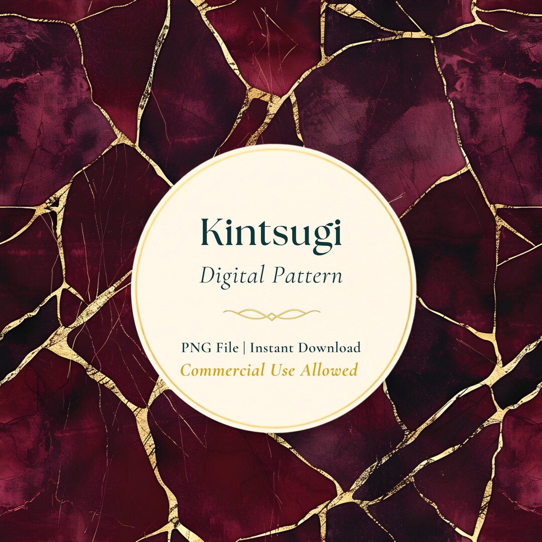 Red & Gold Kintsugi Pattern, Elegant PNG Image (digital Download) - Etsy