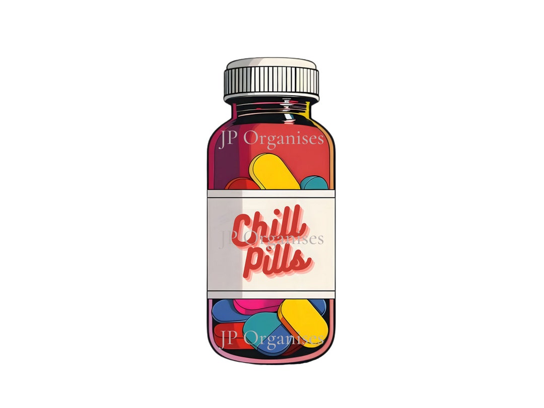 Chill Pills Bottle SVG PNG Bottle of Pills Clip Art Transparent Background Chill Pills SVG ...