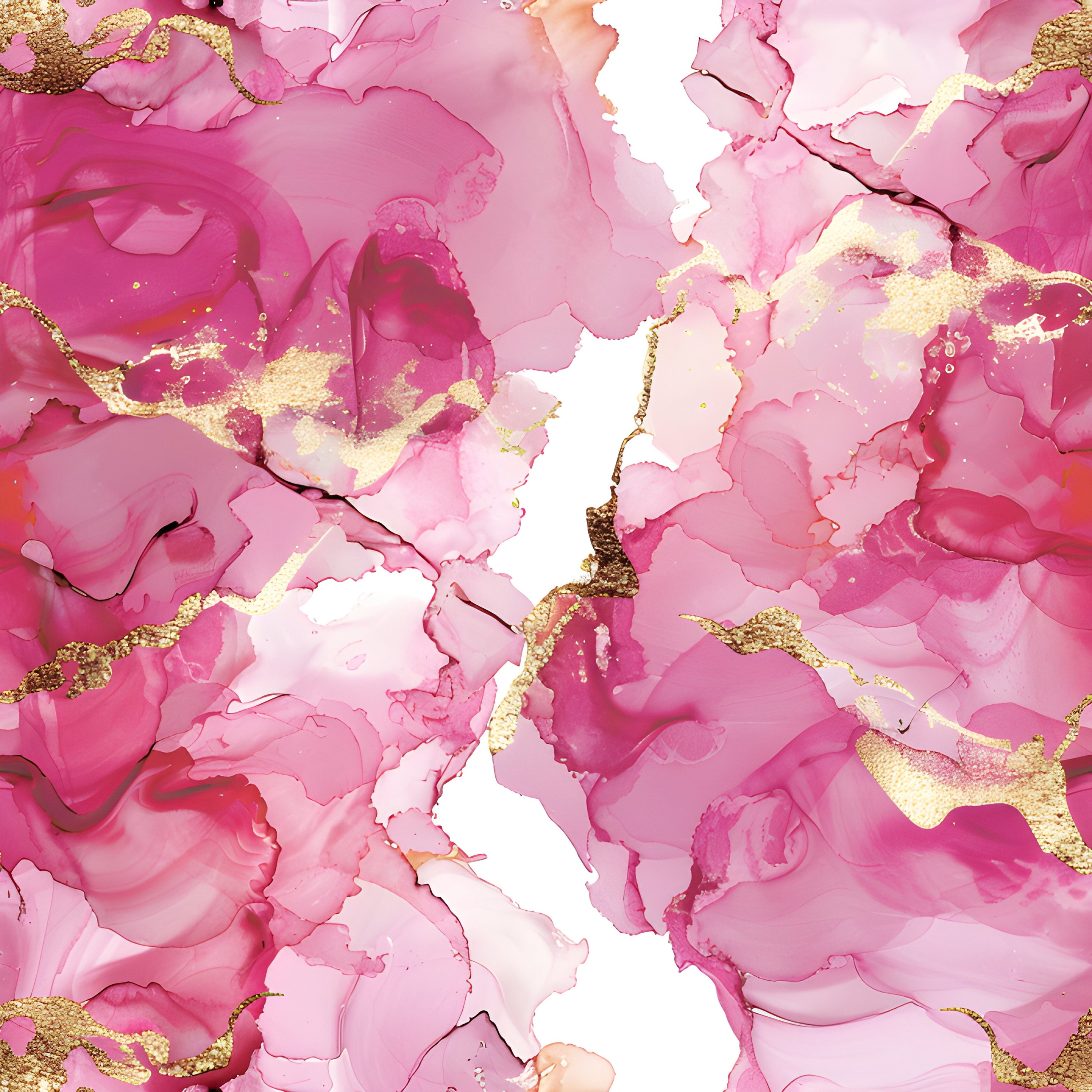 Pink, White & Gold Alcohol Ink Patterns. Digital Pattern. PNG/SVG ...