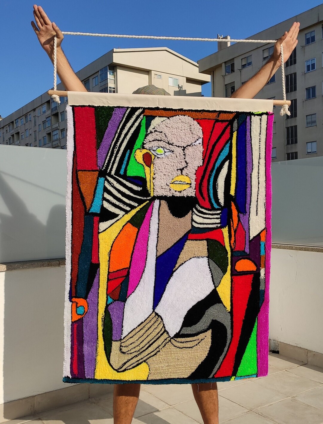 This Pretty Well Done Tufted Art Rug is Ready to Be Hanged on - Etsy