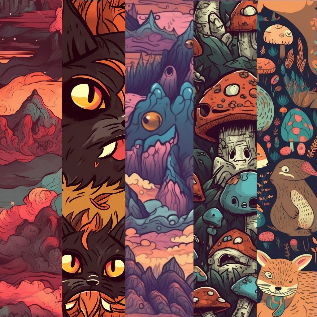 10 Pack of Weird and Wacky Nature - Seamless Patterns - Etsy