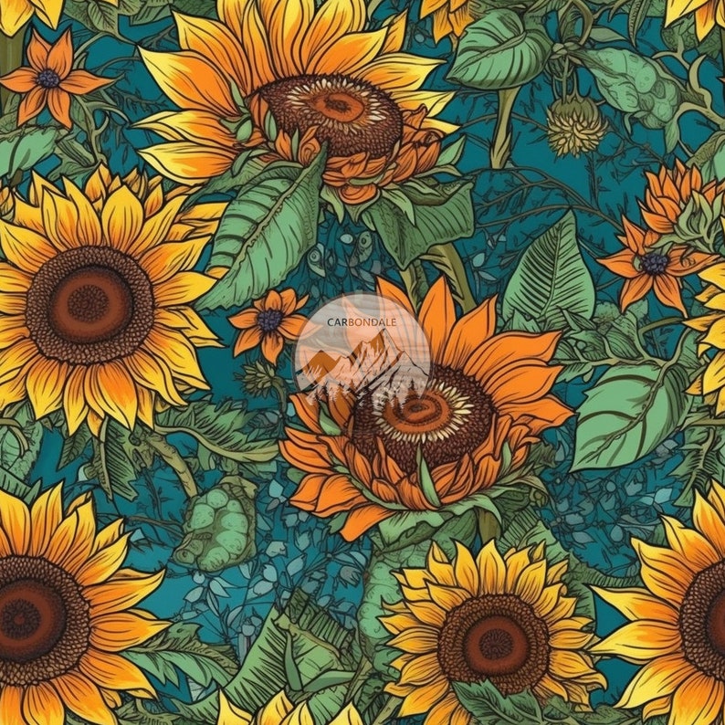 16 Seamless Sunflower Patterns - Sunflower Digital Paper for Digital ...