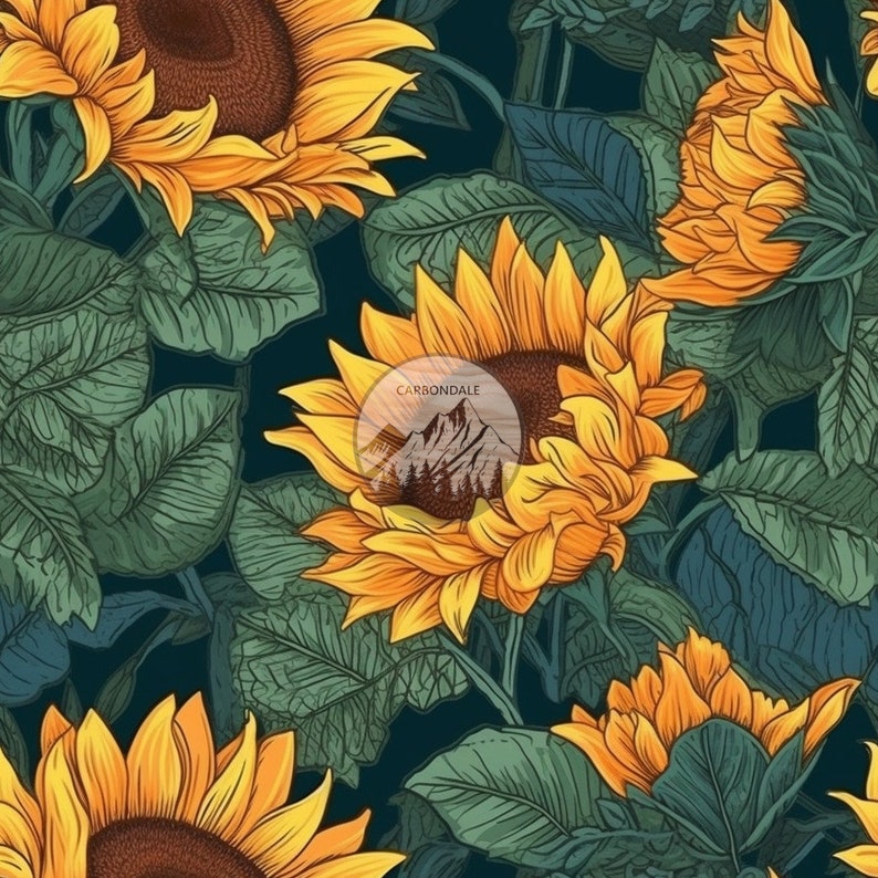 16 Seamless Sunflower Patterns - Sunflower Digital Paper for Digital ...
