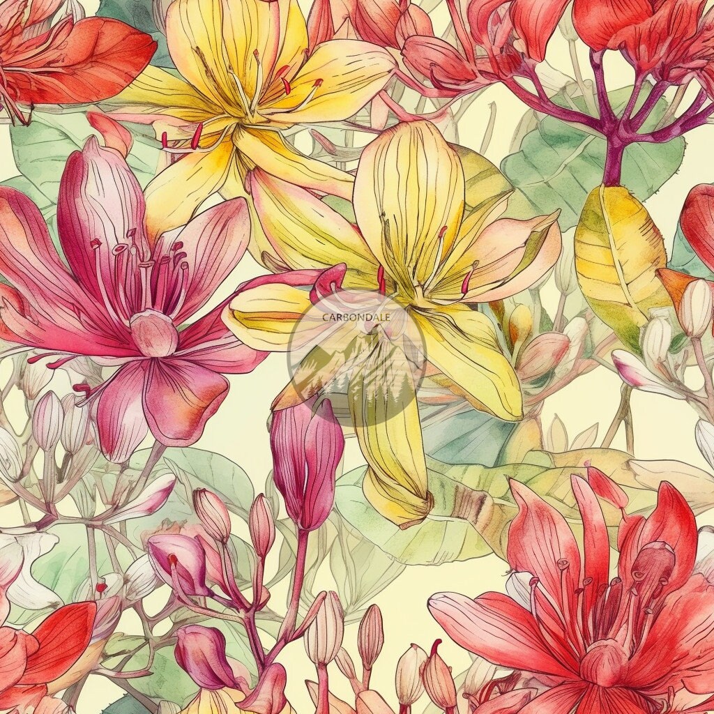 16 Seamless Watercolor Flower Patterns Pack 2 Seamless Flower Patterns African Daisy, Azalea ...