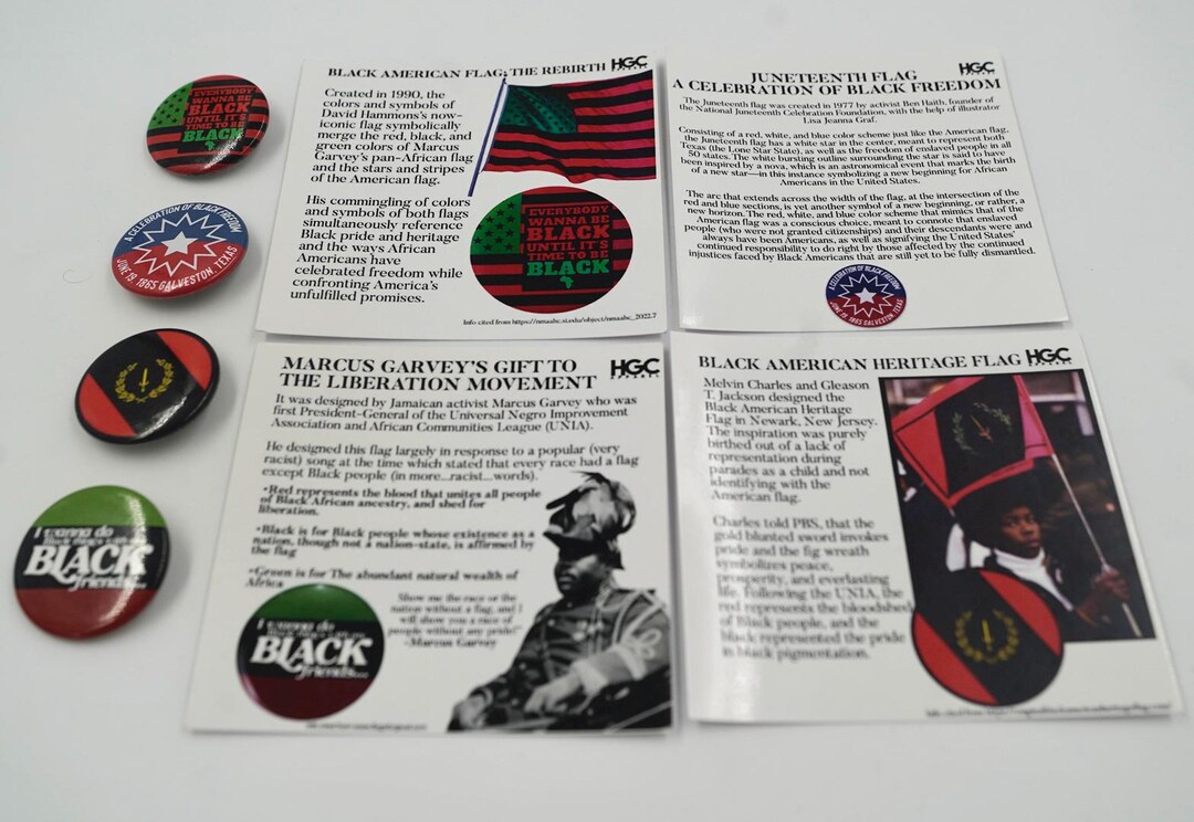 Juneteenth black Flags Pins 4-pack - Etsy