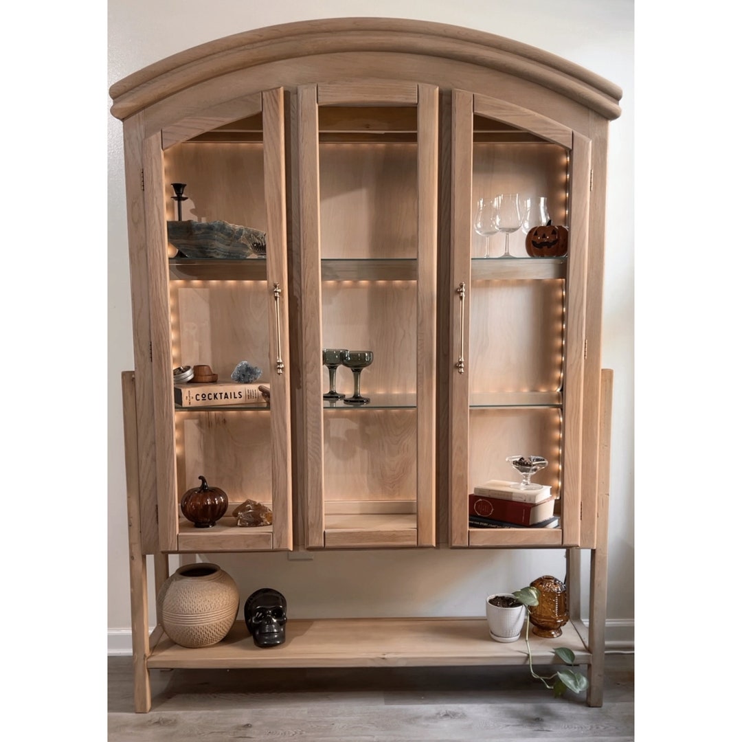 Arched Curio Cabinet Hutch With Custom Backlighting and Custom - Etsy