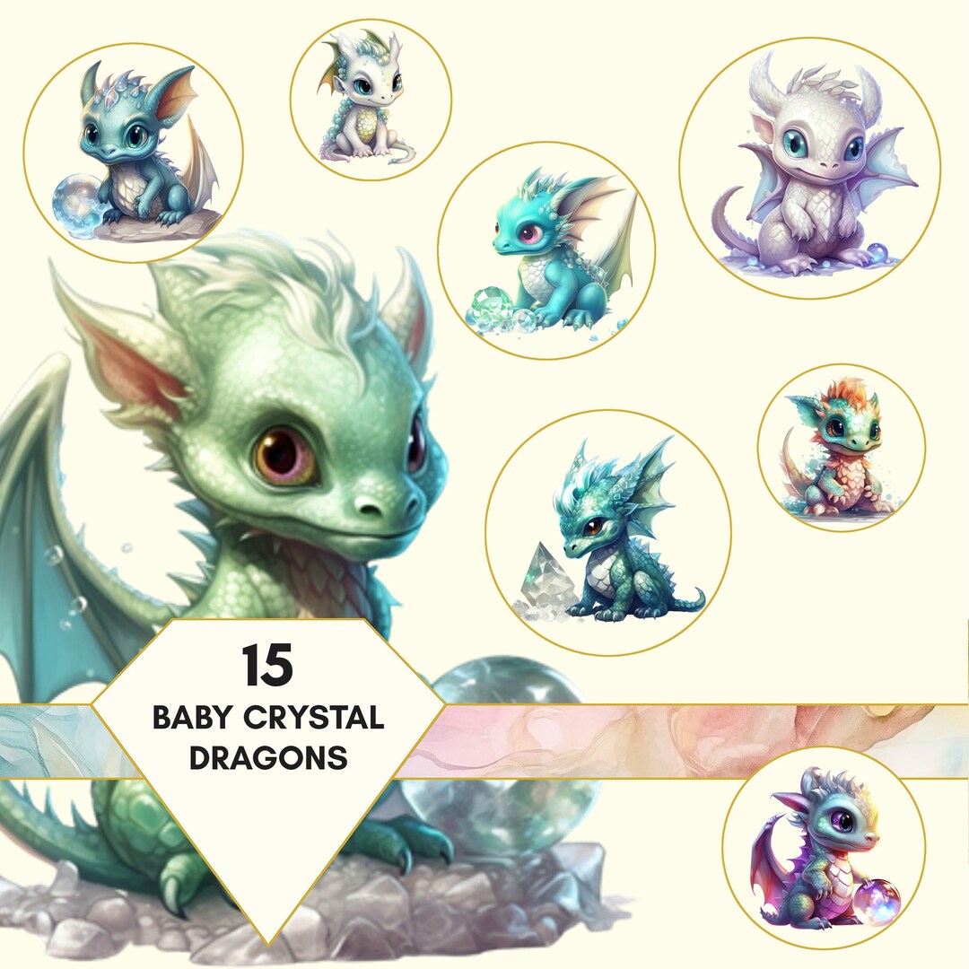 Baby Crystal Dragons Clipart Clipart, Crystals, Dragons, Clipart Download, INSTANT DOWNLOAD ...