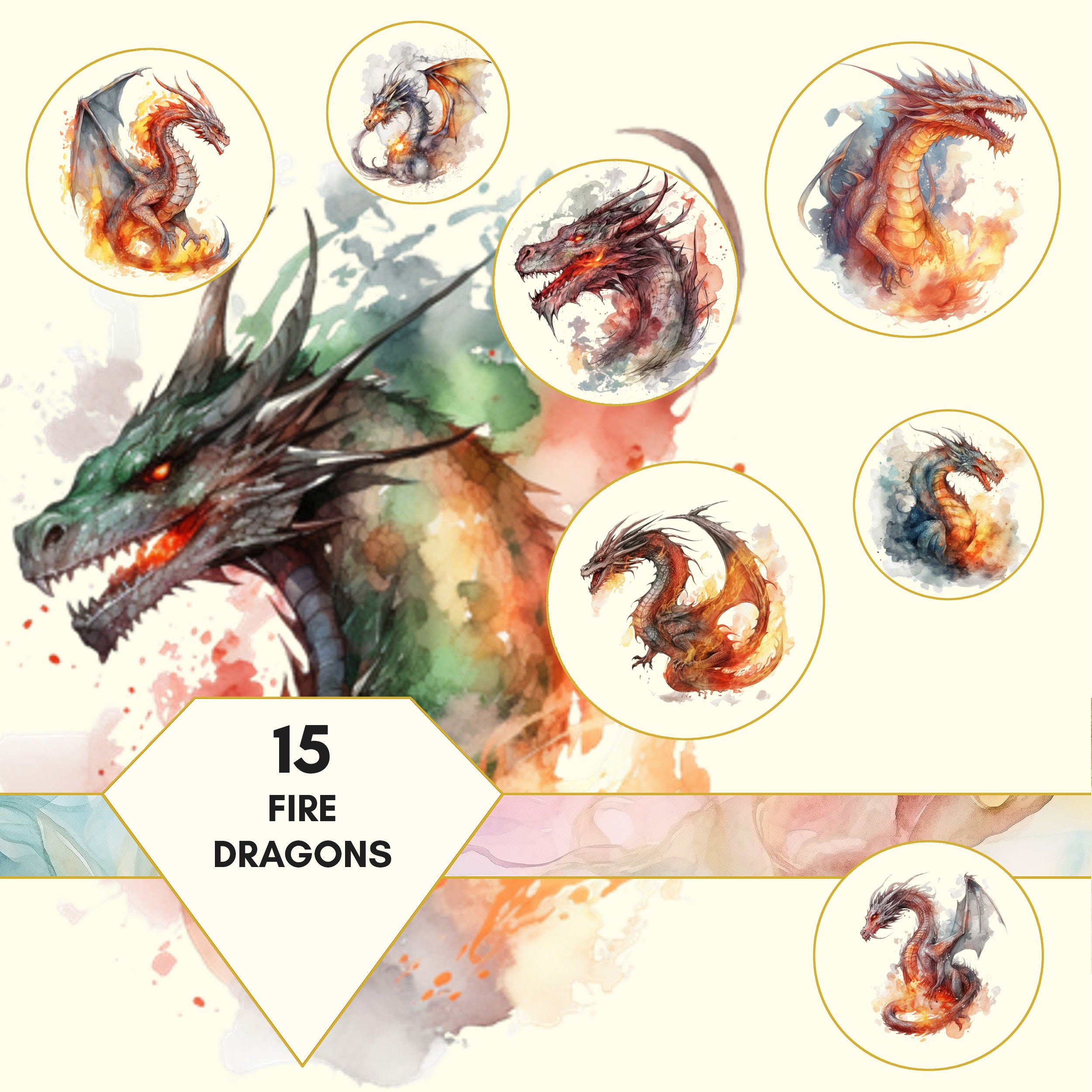 Fire Dragons Clipart Dragon Clipart, Fantasy Clipart, Scrap Book ...