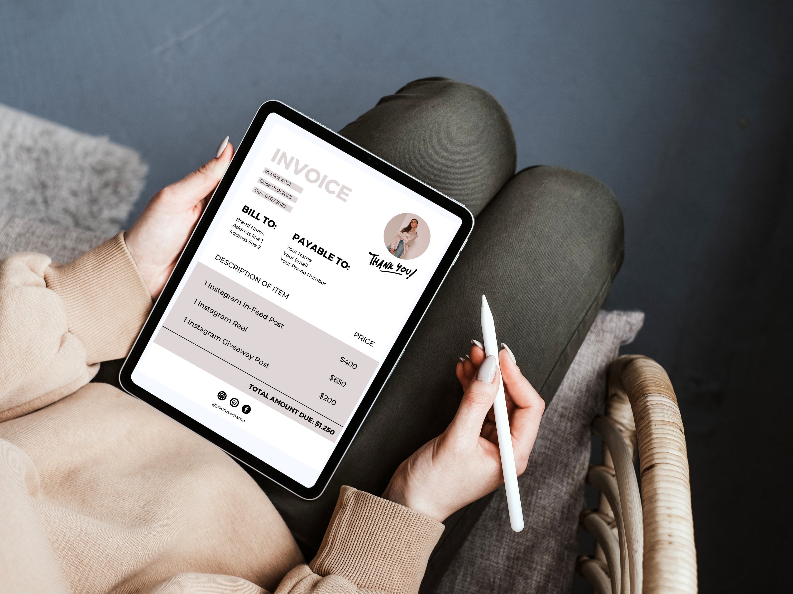Editable Influencer Invoice Template, Canva Design for Content Creators ...