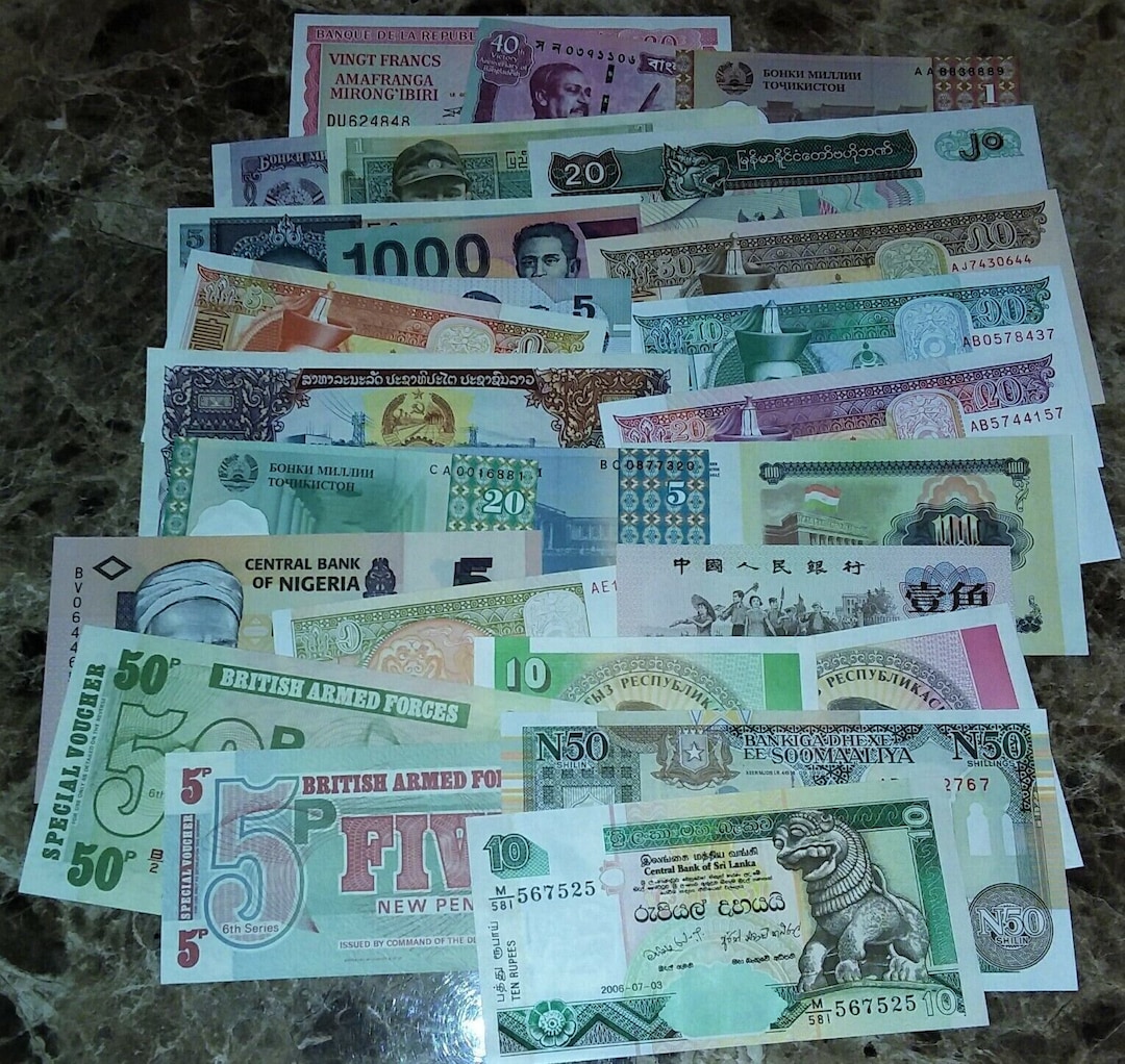 Mixed Lot 20 DIFFERENT World Paper Money BANKNOTES CURRENCY Foreign Cir ...