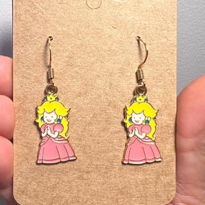 Super Mario Earrings, Princess Peach Earrings, Red Lucky Block Earring ...