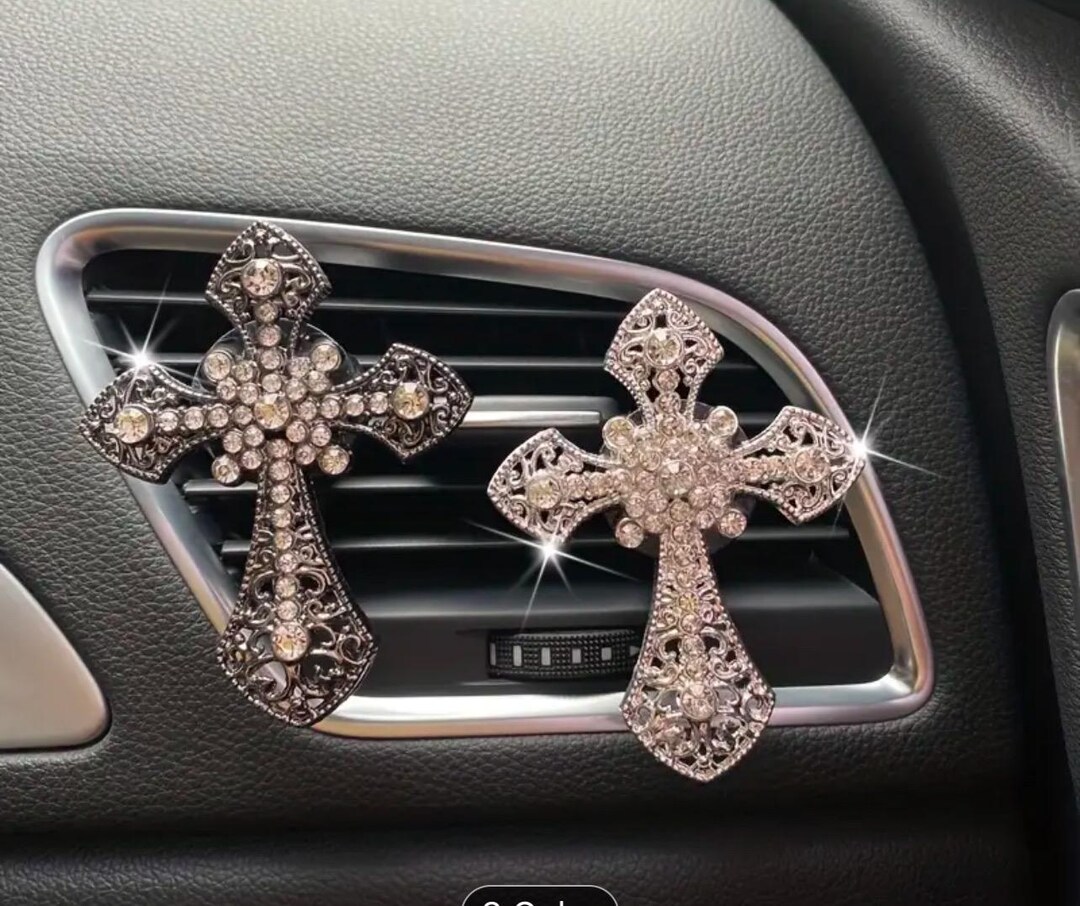 Cross Car Clip, Silver Cross Car Decoration Gift Idea, Car Air ...