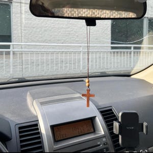 Wooden Cross Car Mirror Hanger, Wooden Cross Car Charm, Simple, Unique ...