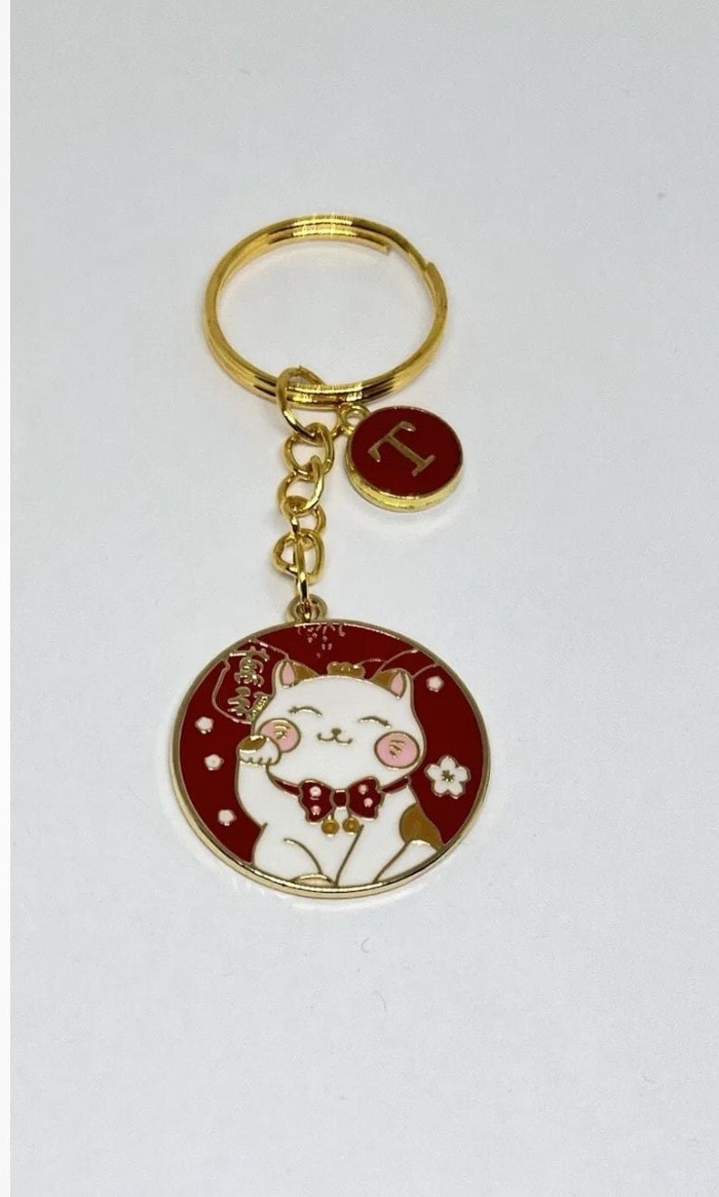 Lucky Cat Keychain, Personalized Money Cat Keychain, Maneki Neko ...