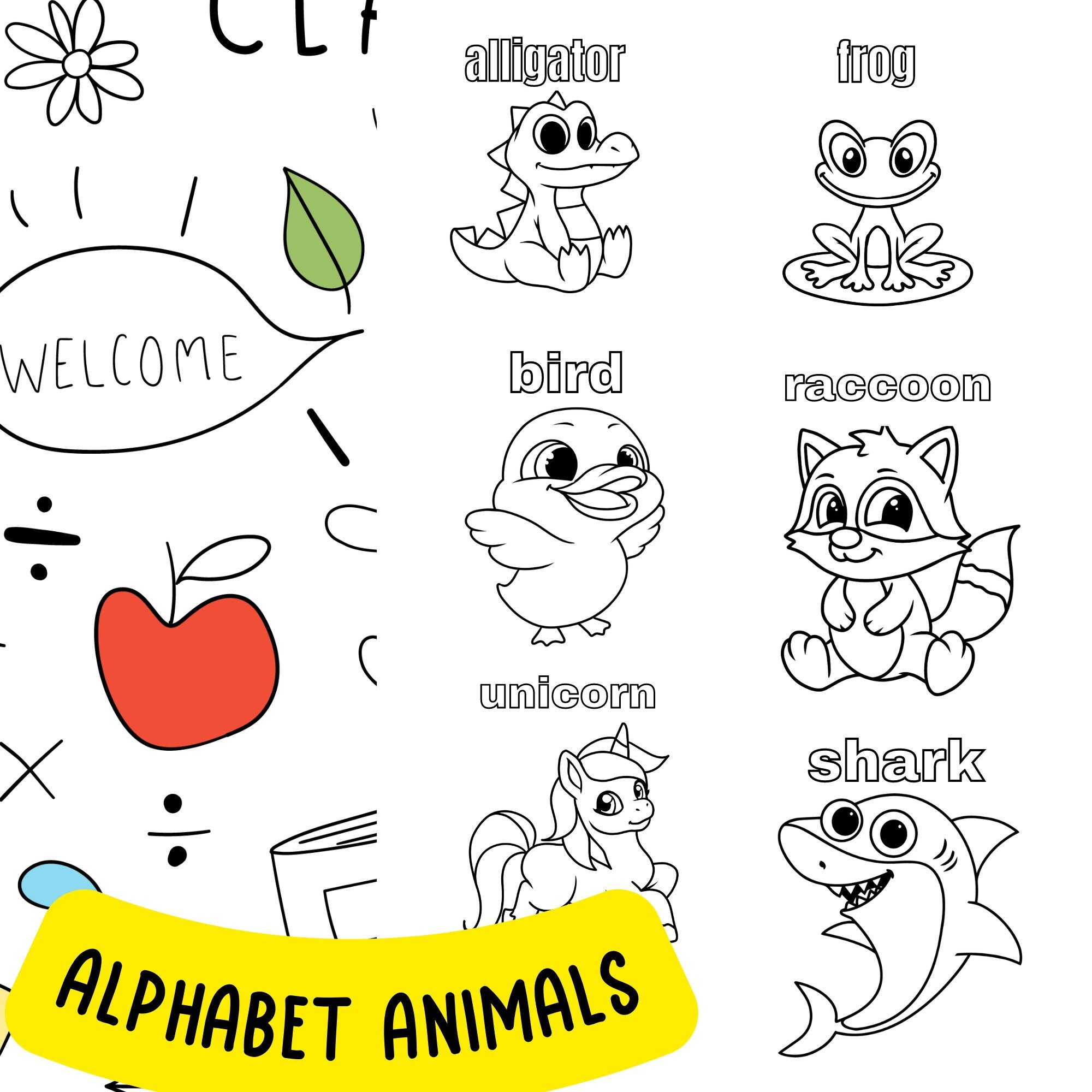 Alphabet Animal Coloring Pages, Printable Coloring Sheets, Coloring ...