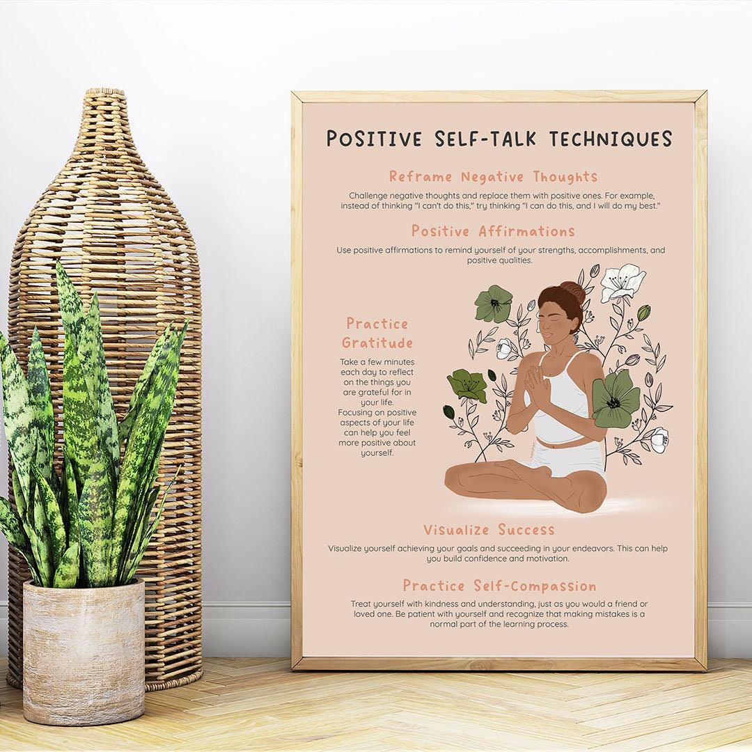 Positive Self-talk Technique, Poster, Self-care Poster, Positive Self ...