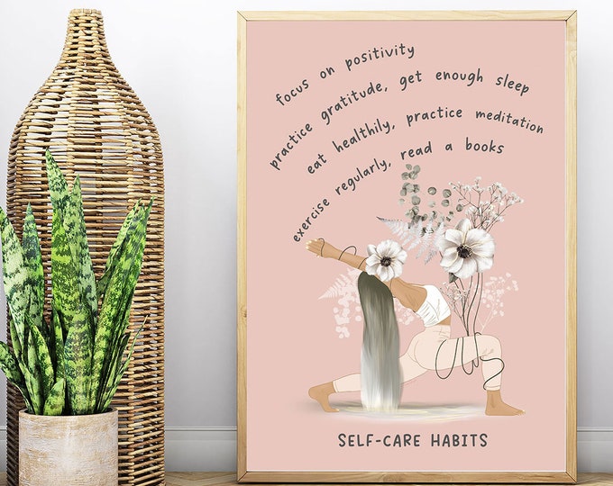 Self-care Habits Poster, Self-care Poster, Positive Self-talk Practice ...