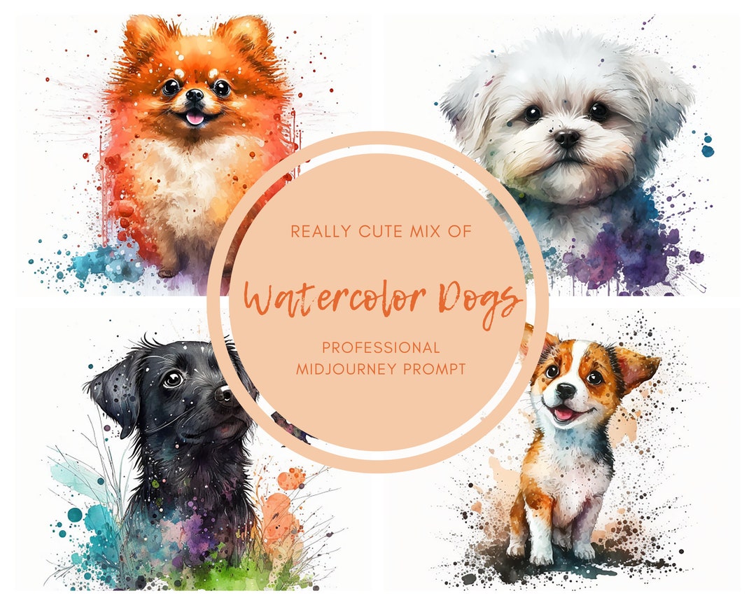 Watercolor Prompt of Cute Watercolor Dogs, Perfect as Wallpaper or for ...