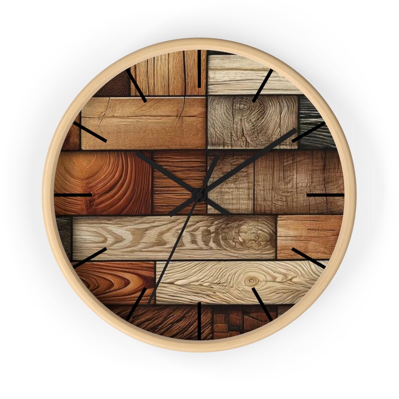 Rustic Wood Grain Wall Clock Natural Wood Textures, Farmhouse Decor ...