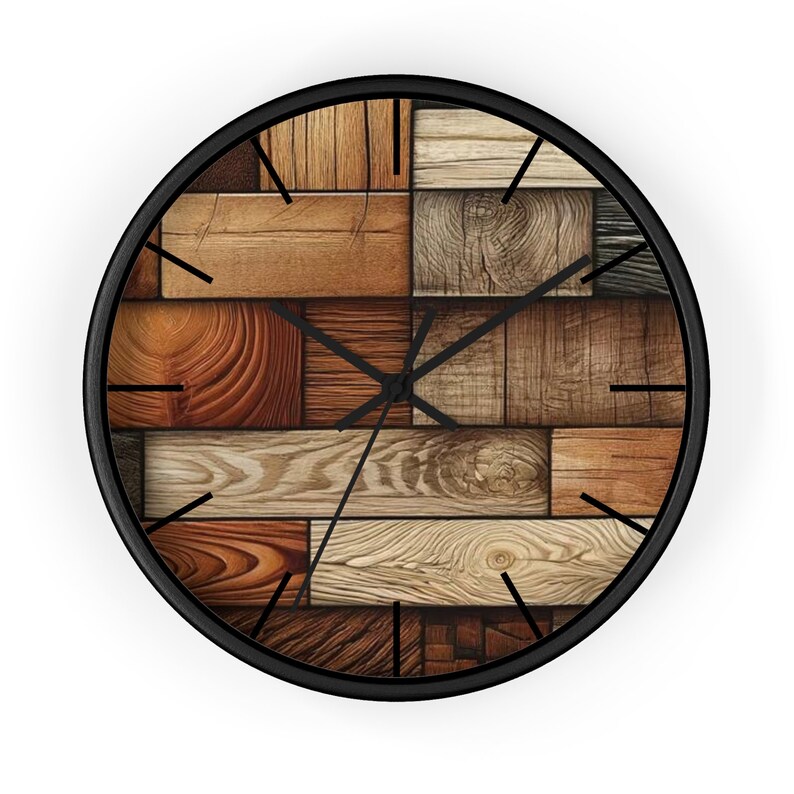 Rustic Wood Grain Wall Clock Natural Wood Textures, Farmhouse Decor ...