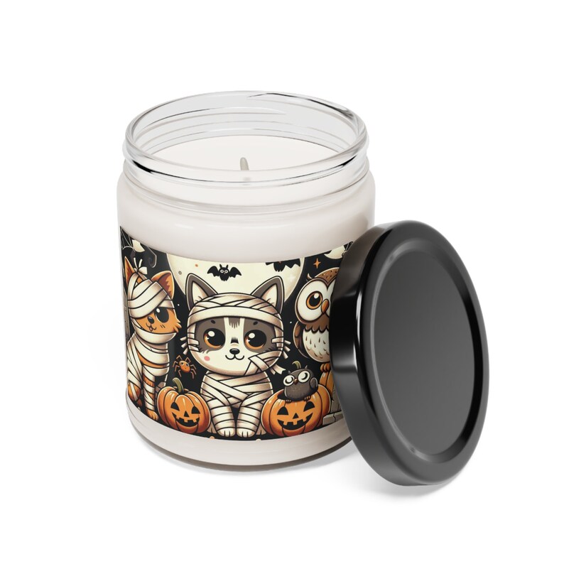 Soy Blend Halloween Candle Cute Mummy Cat Design Fall Scented Candle ...
