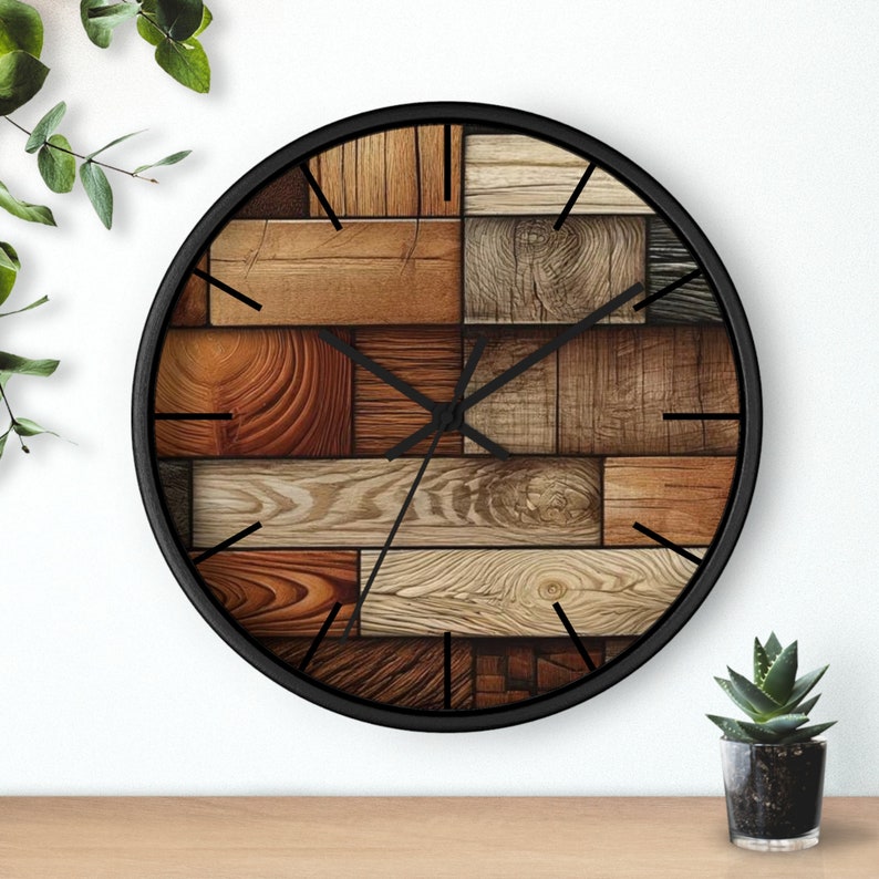 Rustic Wood Grain Wall Clock Natural Wood Textures, Farmhouse Decor ...