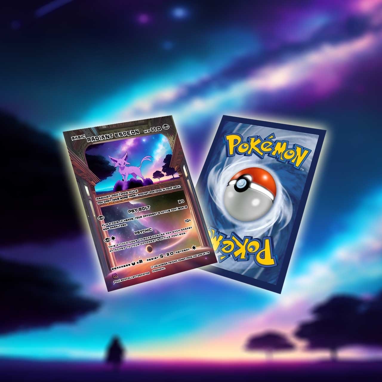 Radiant Espeon Custom Pokémon Card - Etsy