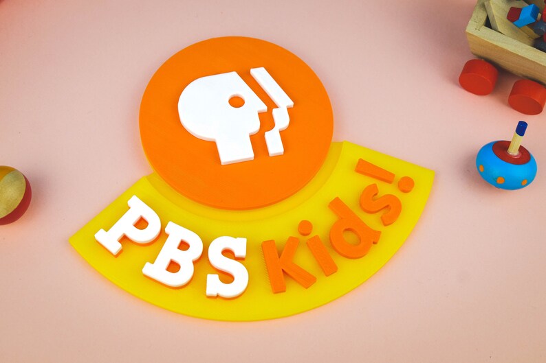 PBS Kids ! 3D Printed Logo Stand Sign 3D Printing Kids TV Toy Pretend ...