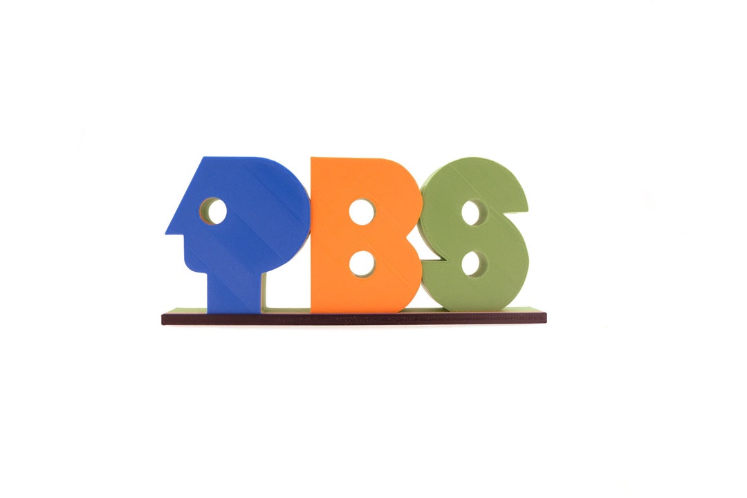 PBS 3D Printed Logo Stand Sign 3D Printing Kids TV Toy Pretend Play ...