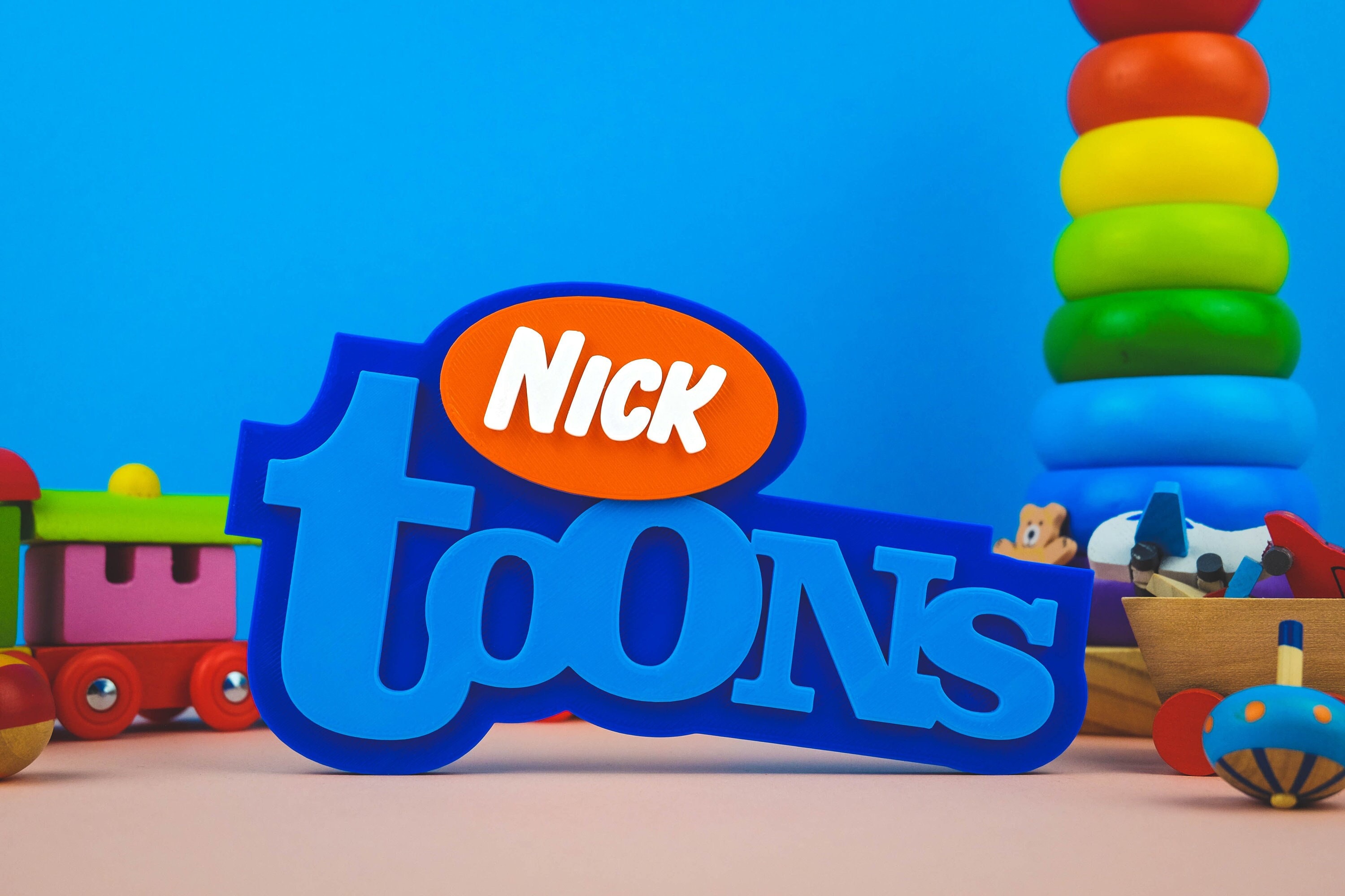 Antiguo Logotipo De Nicktoons Nickelodeon Letters Logo 3D Printed Kids