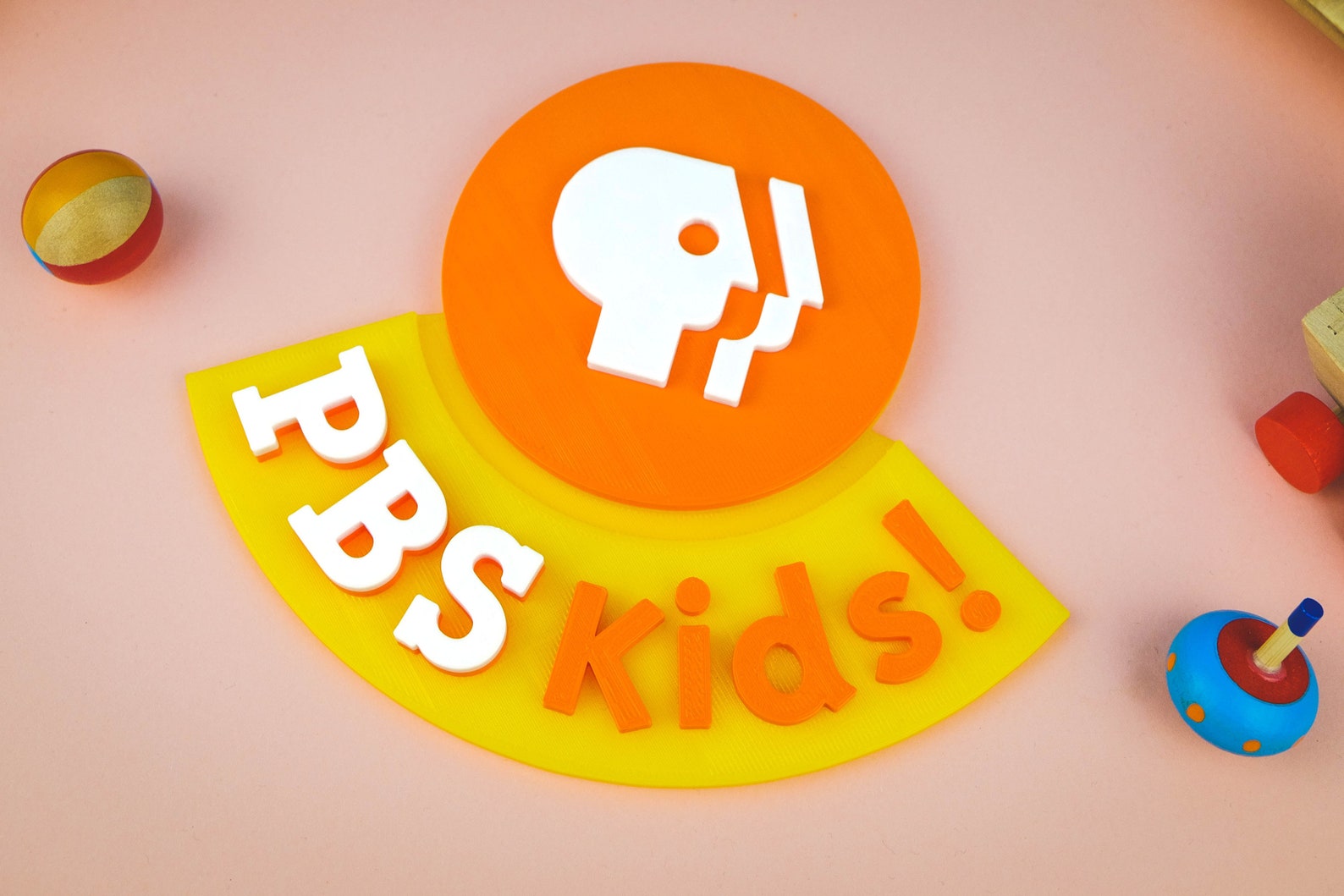 PBS Kids ! 3D Printed Logo Stand Sign 3D Printing Kids TV Toy Pretend ...