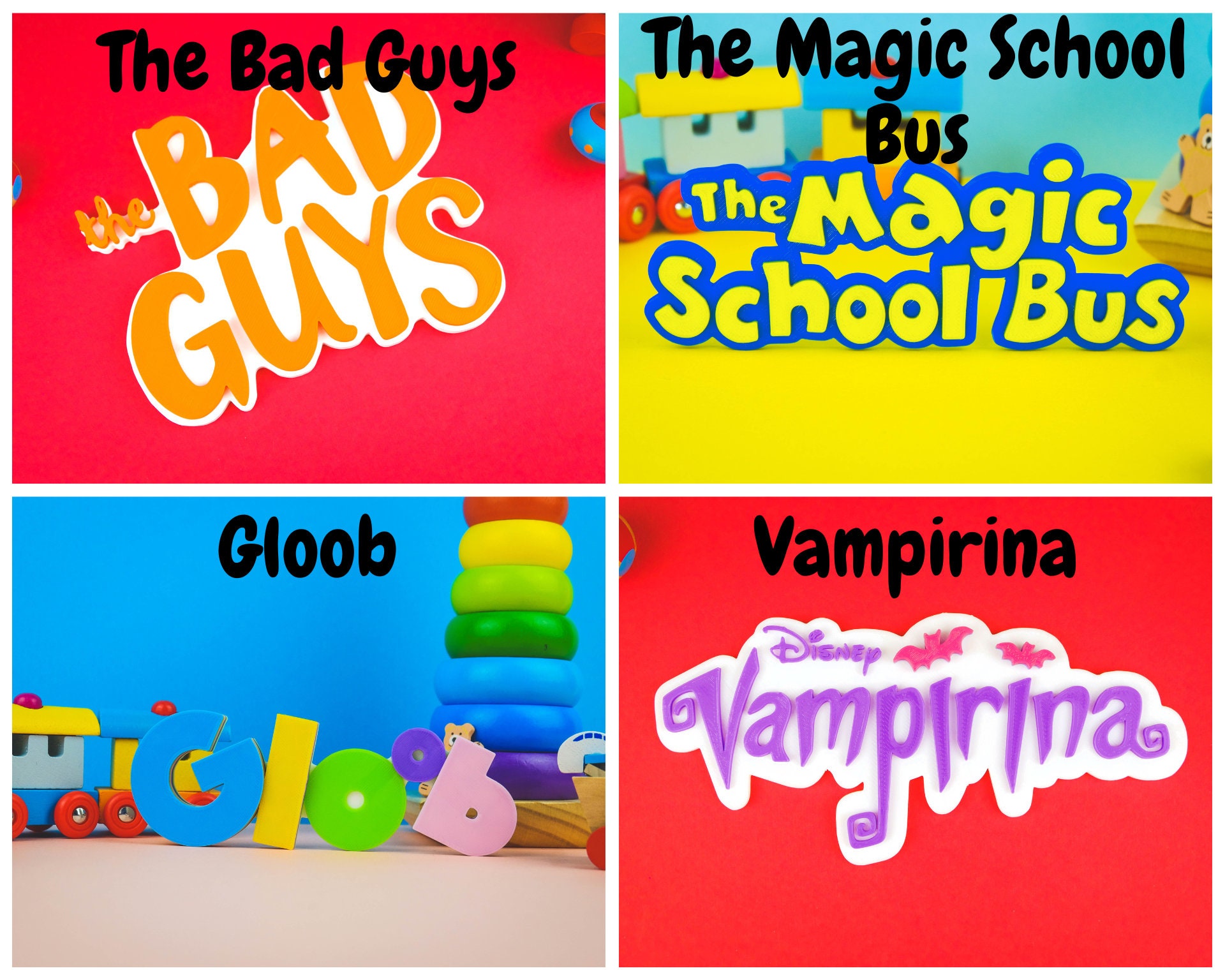 The Bad Guys Logo the Magic School Bus Gloob Vampirina 3D - Etsy
