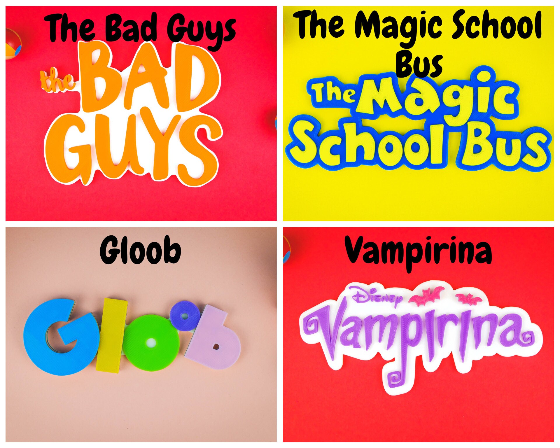 The Bad Guys Logo the Magic School Bus Gloob Vampirina 3D - Etsy