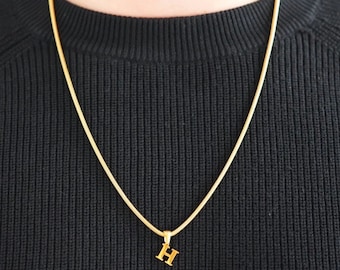 Waterproof Gold Men's Initial Necklace Letter Necklace - Etsy
