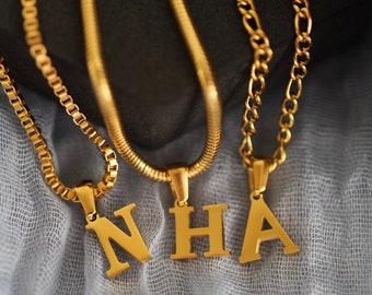 Waterproof Gold Men's Initial Necklace Letter Necklace - Etsy