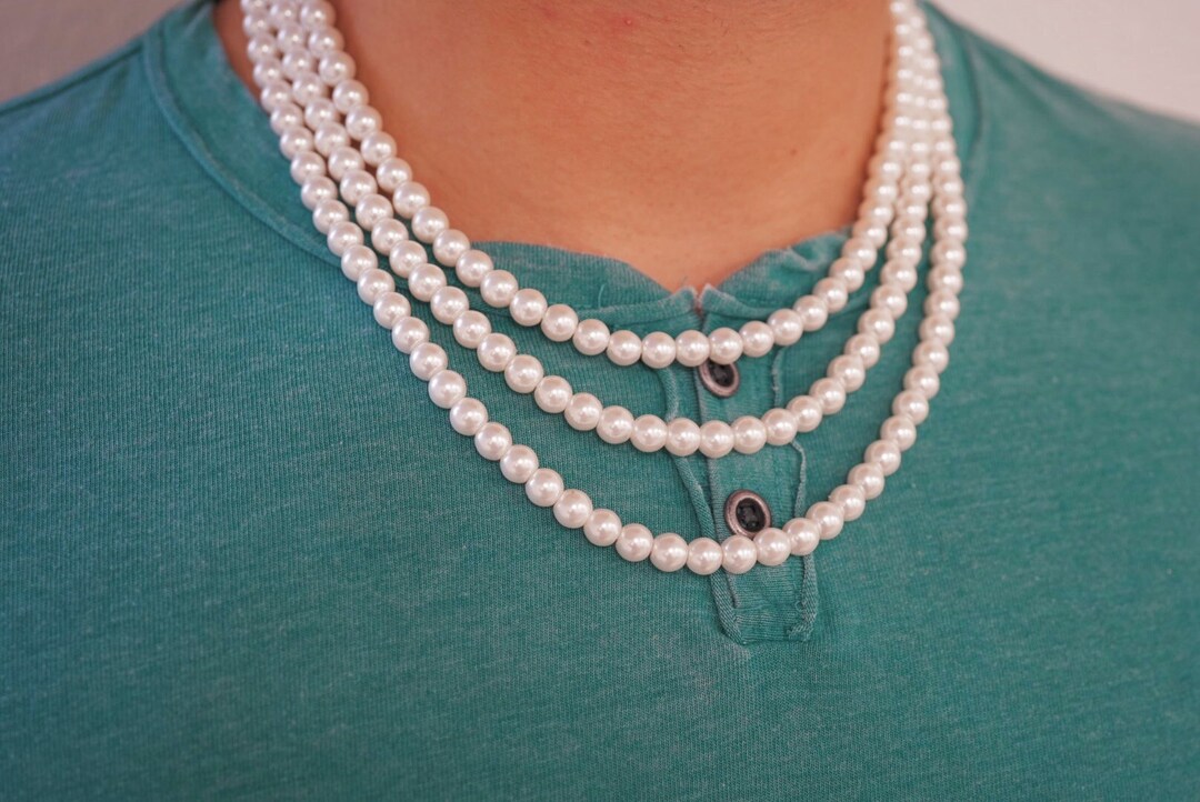 Men's Pearl Necklace . Pearl Beaded Necklace . Men's Pearl Jewelry ...
