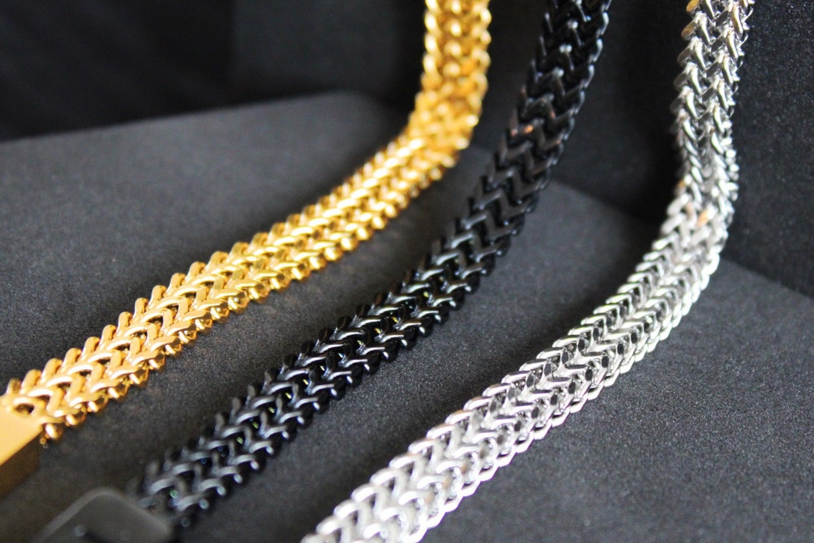 Black Men's Bracelet Black Chain Bracelet for Men WATERPROOF Stainless ...