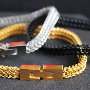 Black Men's Bracelet Black Chain Bracelet for Men WATERPROOF Stainless ...