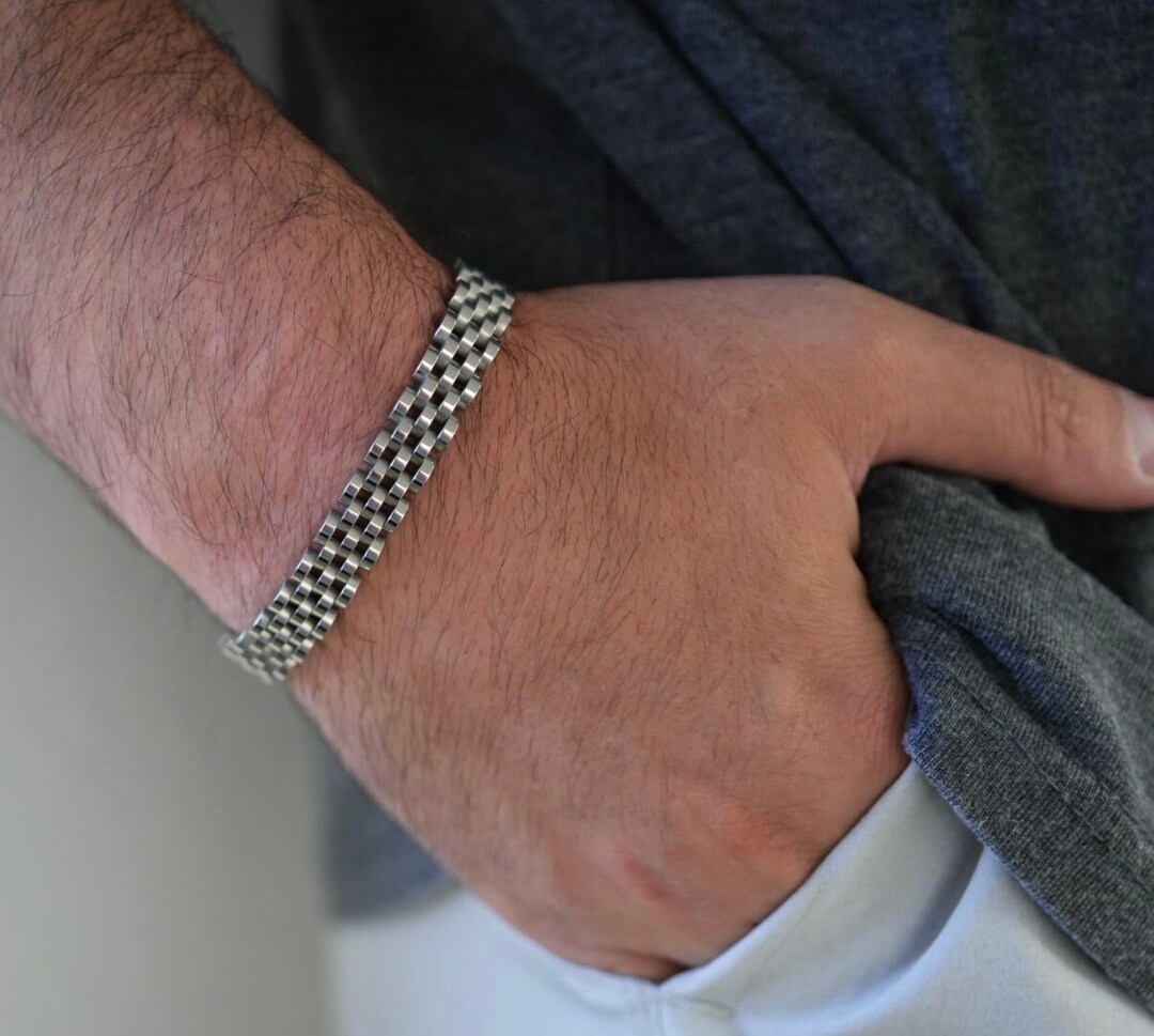 Men's Silver Watch Bracelet . Gold, Black, Men's Watch Bracelets ...