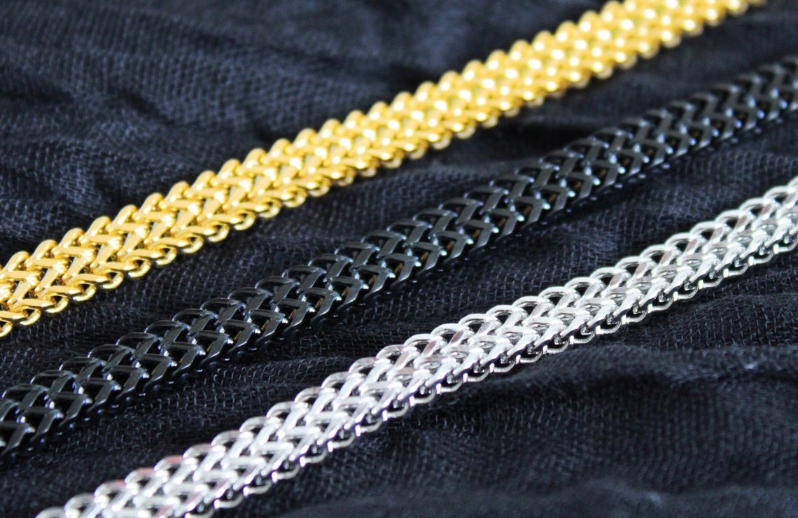 Black Men's Bracelet Black Chain Bracelet for Men WATERPROOF Stainless ...