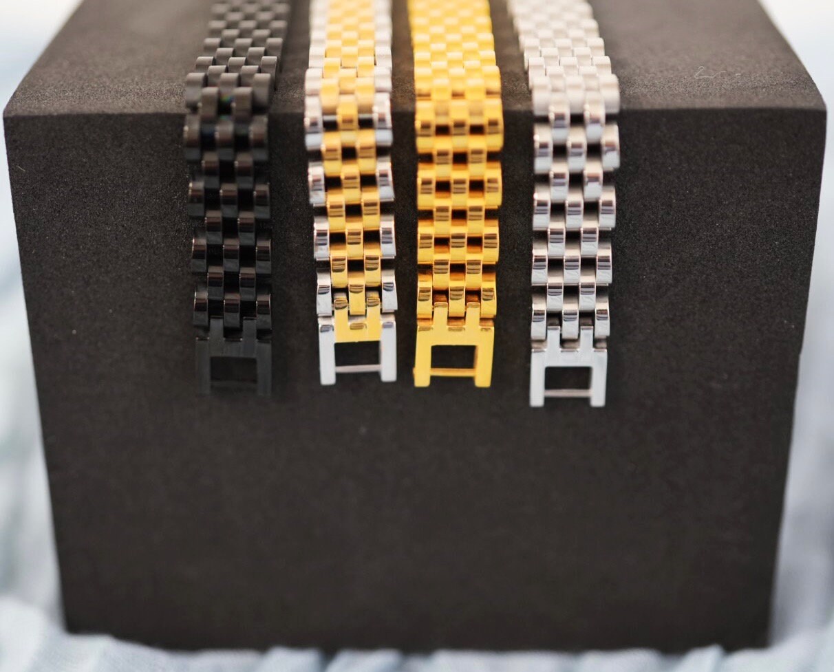 Men's Link Chain Watch Bracelet . Gold Black Silver - Etsy