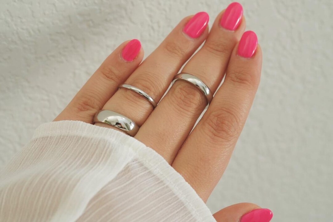 Simple Silver Band Rings - Stainless Steel Silver Rings - Stackable ...