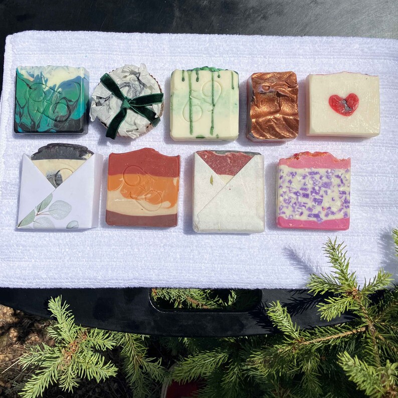 Variety Set of 9 Handmade Cold Process Soap Bars Reduced Soaps Bundled ...