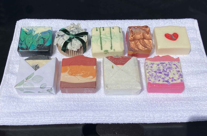 Variety Set of 9 Handmade Cold Process Soap Bars Reduced Soaps Bundled ...