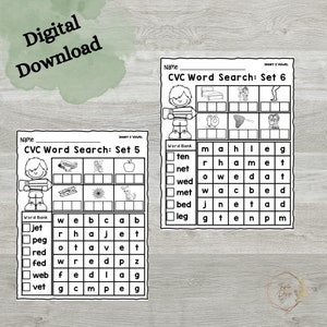CVC Words Worksheet | Phonics Word Search | Kindergarten Reading | Kids ...