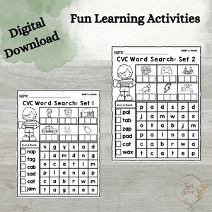 CVC Words Worksheet | Phonics Word Search | Kindergarten Reading | Kids ...